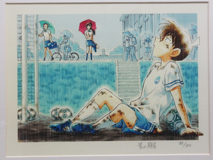 青山剛昌 直筆サイン入りカラー複製イラスト 名探偵コナン 