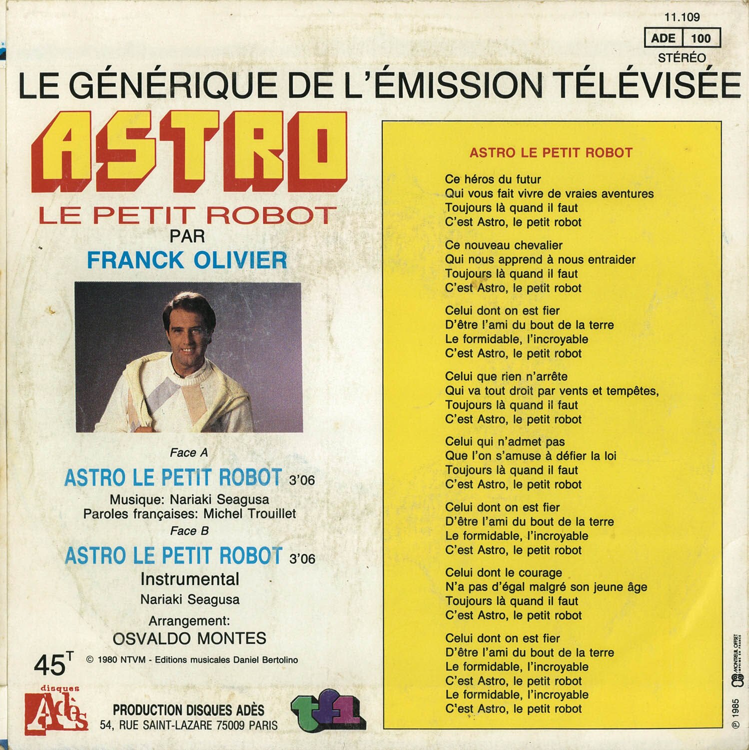 [3012] le g n rique de l' mission t l vis e : astro le petit robot