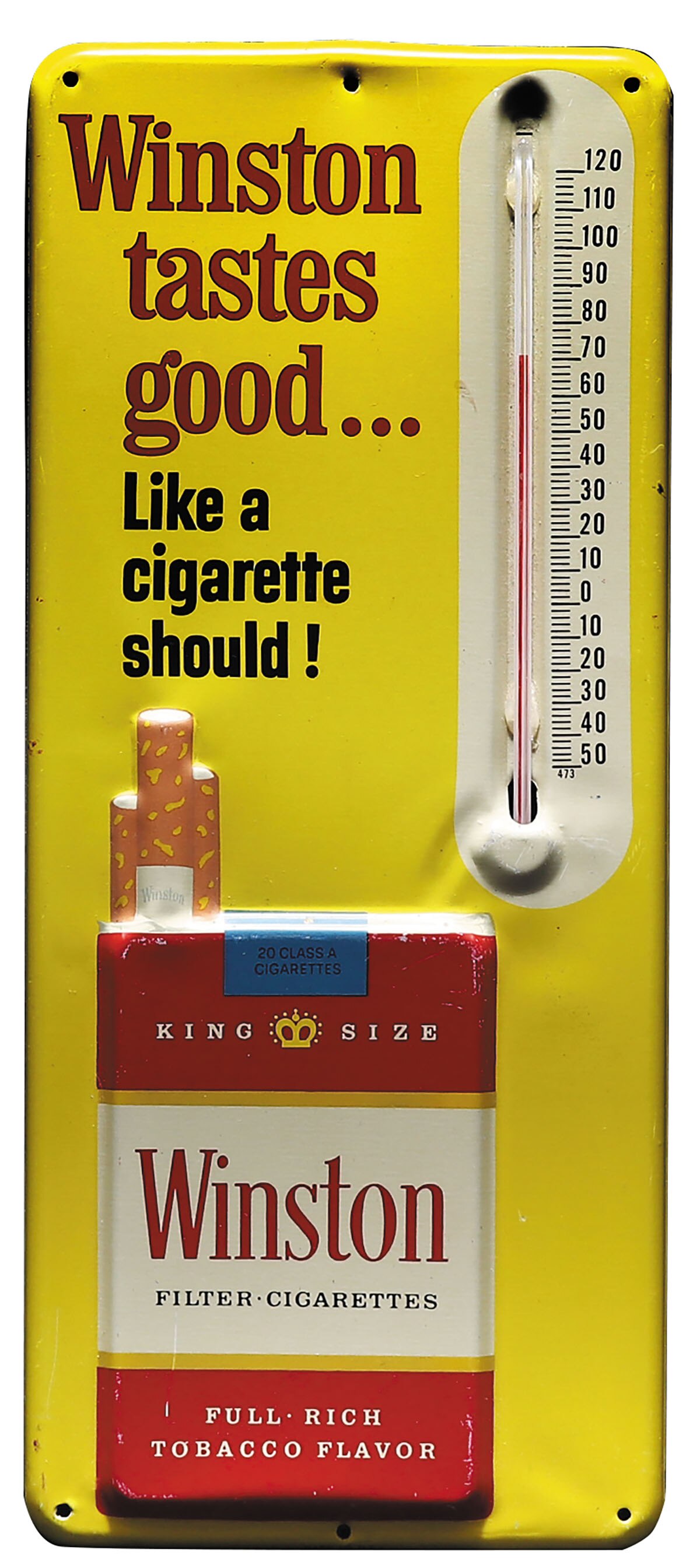 Winston Printed Iron Sign with thermometer
