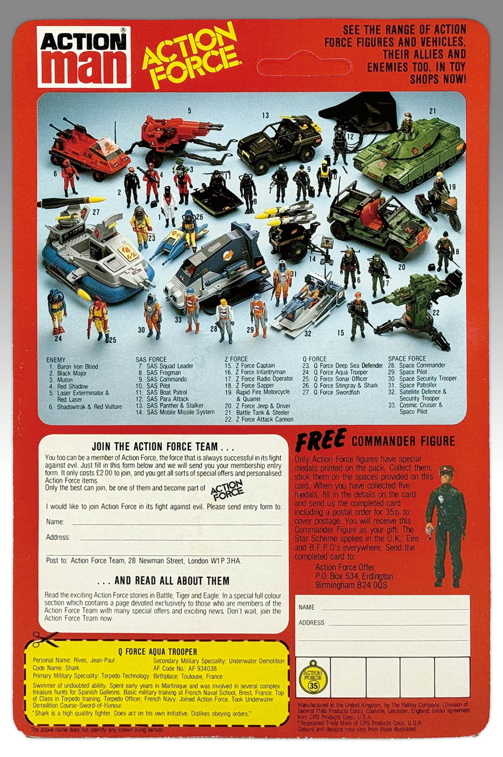 ACTION FORCE Q Force Aqua Trooper