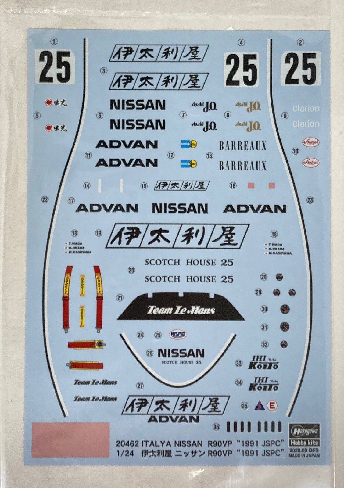 24 伊太利屋 ニッサン R90VP“1991 JSPC” プラモデル（再販）[ハセガワ]《12月予約》
