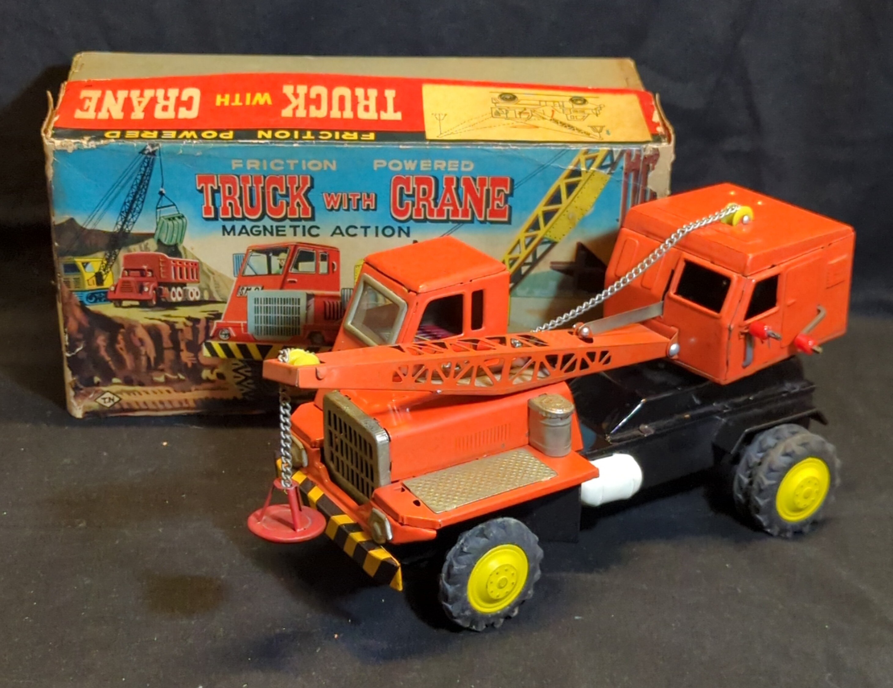 野村トーイ フリクションブリキ TRUCK WITH CRANE MAGNETIC ACTION オレンジ 280mm | まんだらけ Mandarake