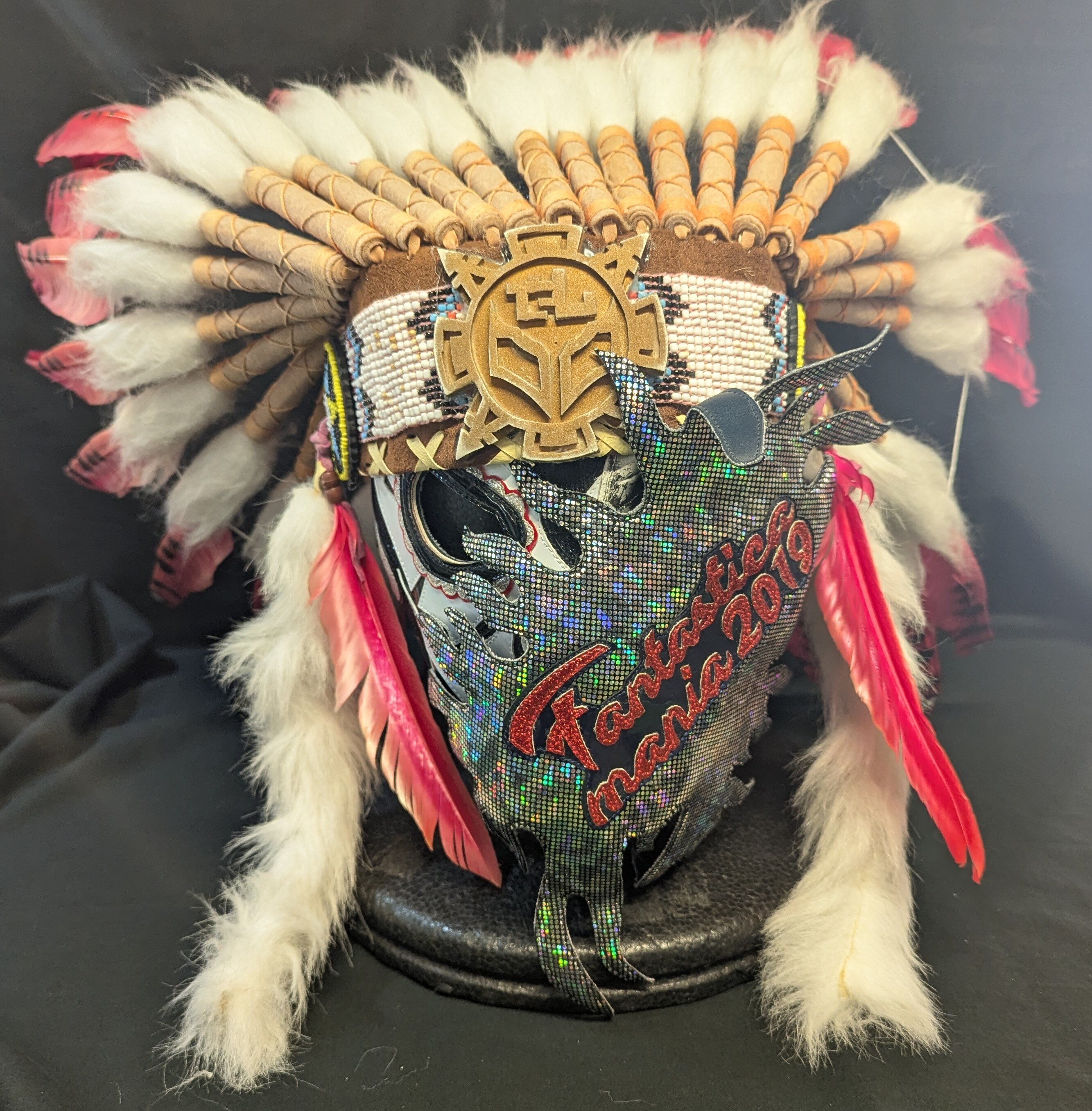 ロレスマスク PUKUPUKU工房製【BUSHI オーバーマスク(黒ラメ生地×白・銀ラメフチ)】 タグ付き 本人使用 サイン入り | まんだらけ Mandarake