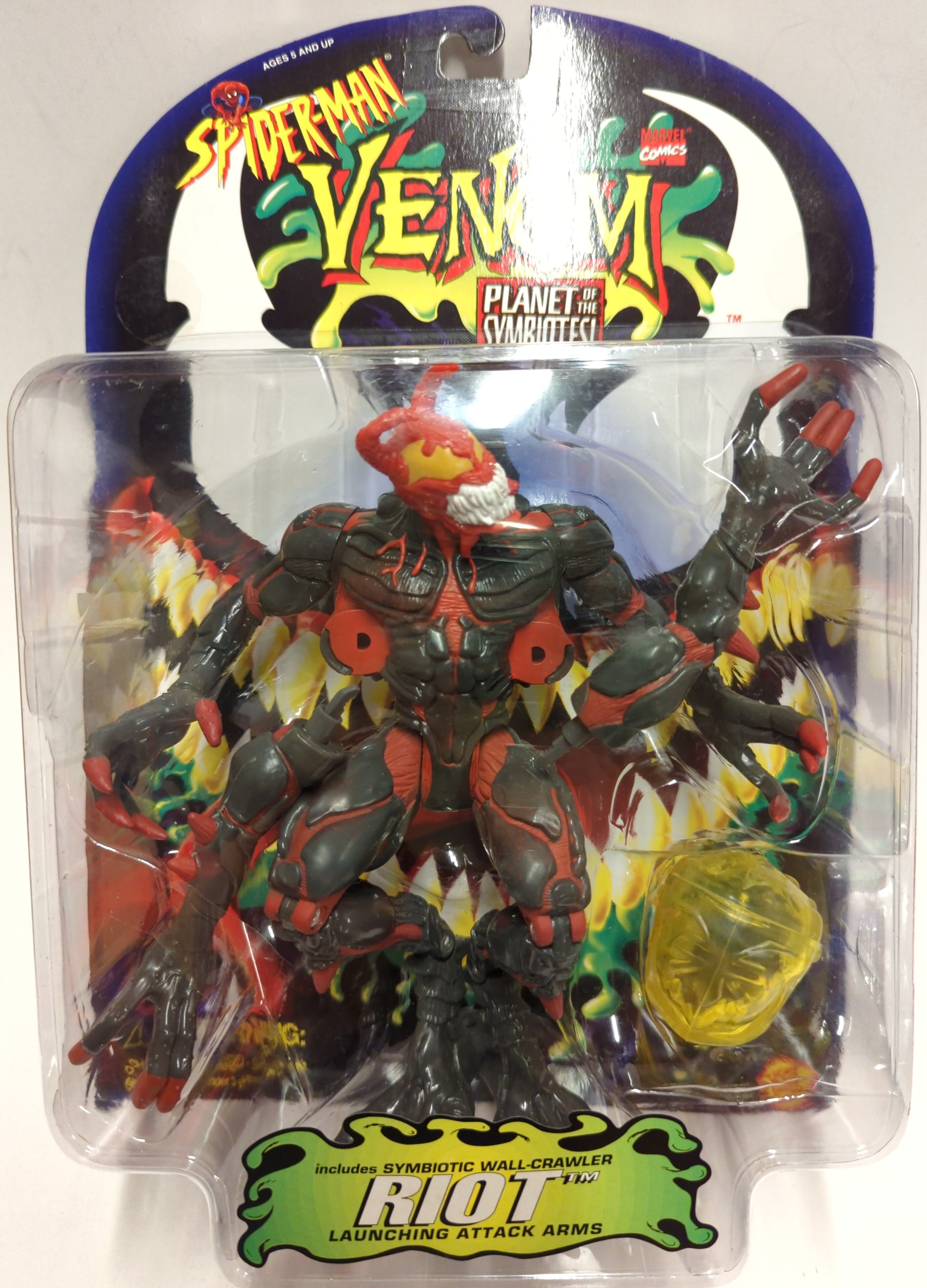 TOYBIZ VENOM / PLANET OF THE SYMBIOTES SPIDER MAN RIOT (クロ / アカ) 6インチ ...