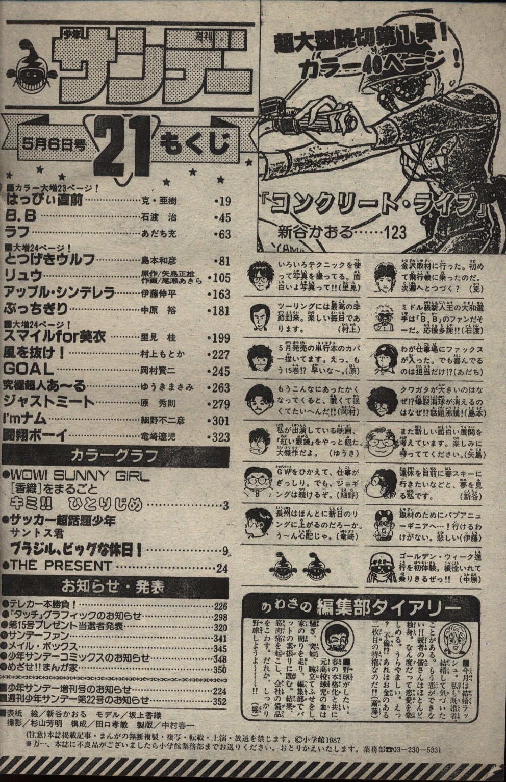 Weekly Shonen Sunday 1987 (Showa 62) 21 | MANDARAKE 在线商店