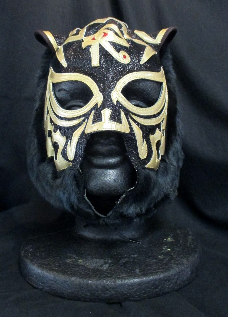 Wrestling mask made of SIMA [second generation Black Tiger (Black lame ...
