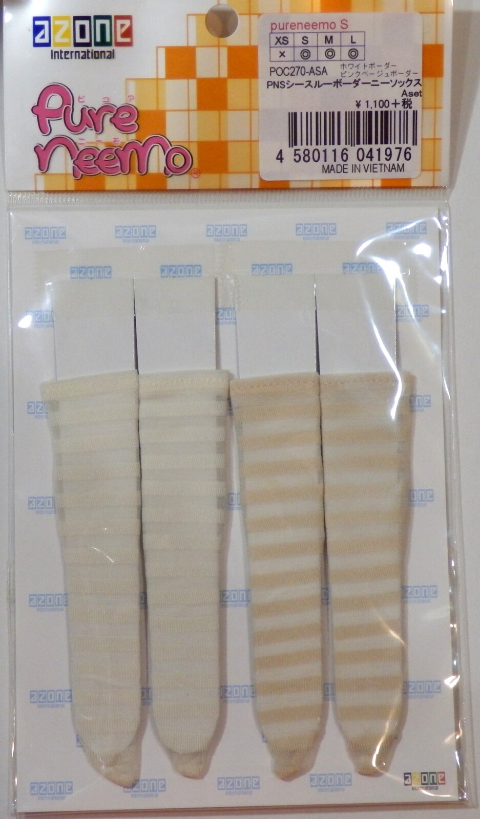 Azone Pure Neemo Costumes Pns See Through Border Knee Socks White