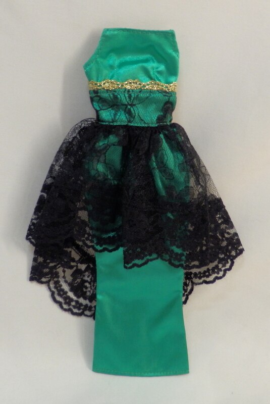 Doll Outfit 27cm size (Jenny etc.) Cocktail dress green Black lace | Mandarake Online Shop
