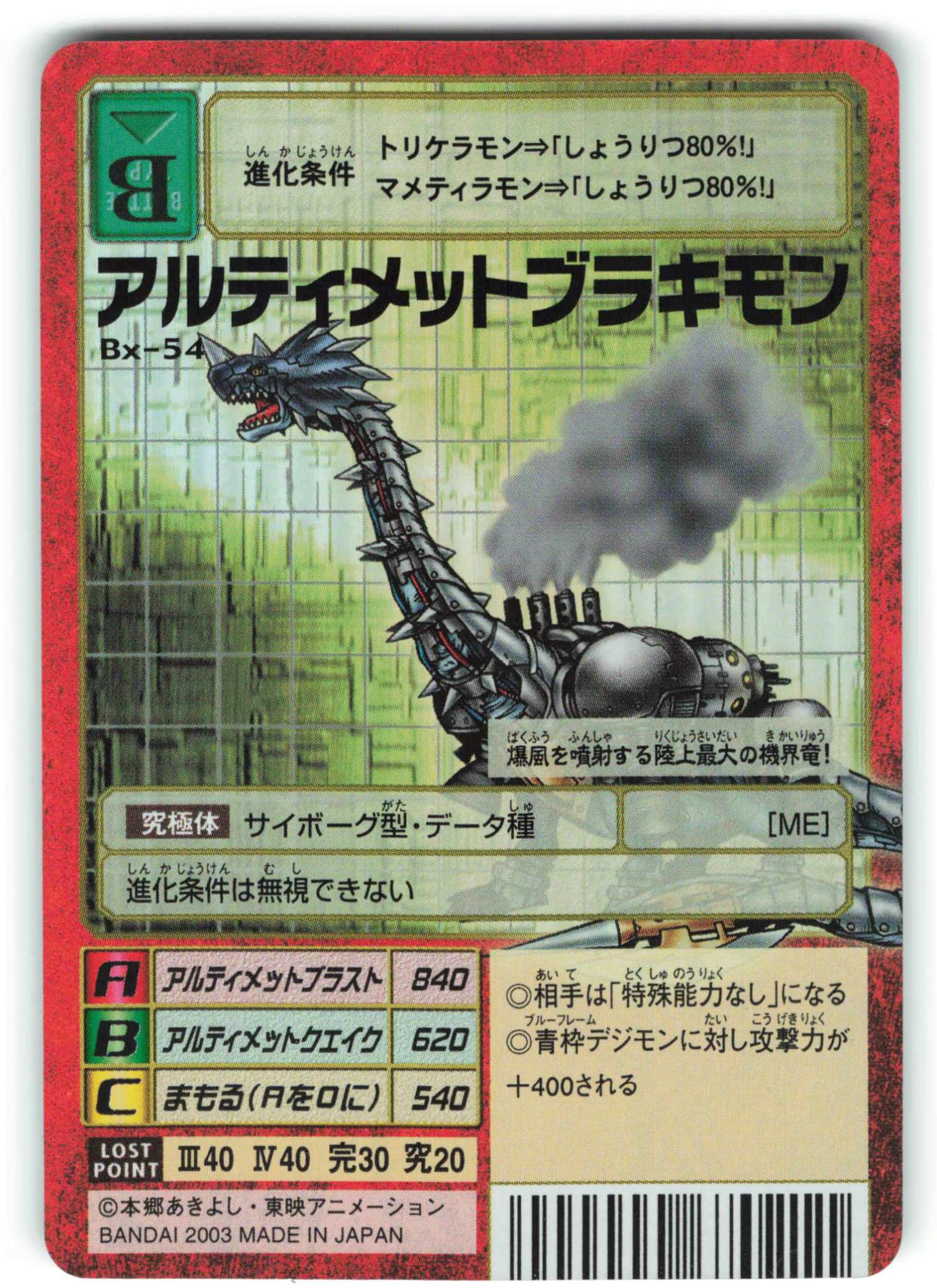 BANDAI 【旧】デジタルモンスターカードゲーム ブースター21 アルティメットブラキモン(キラ) Bx-54 | まんだらけ Mandarake
