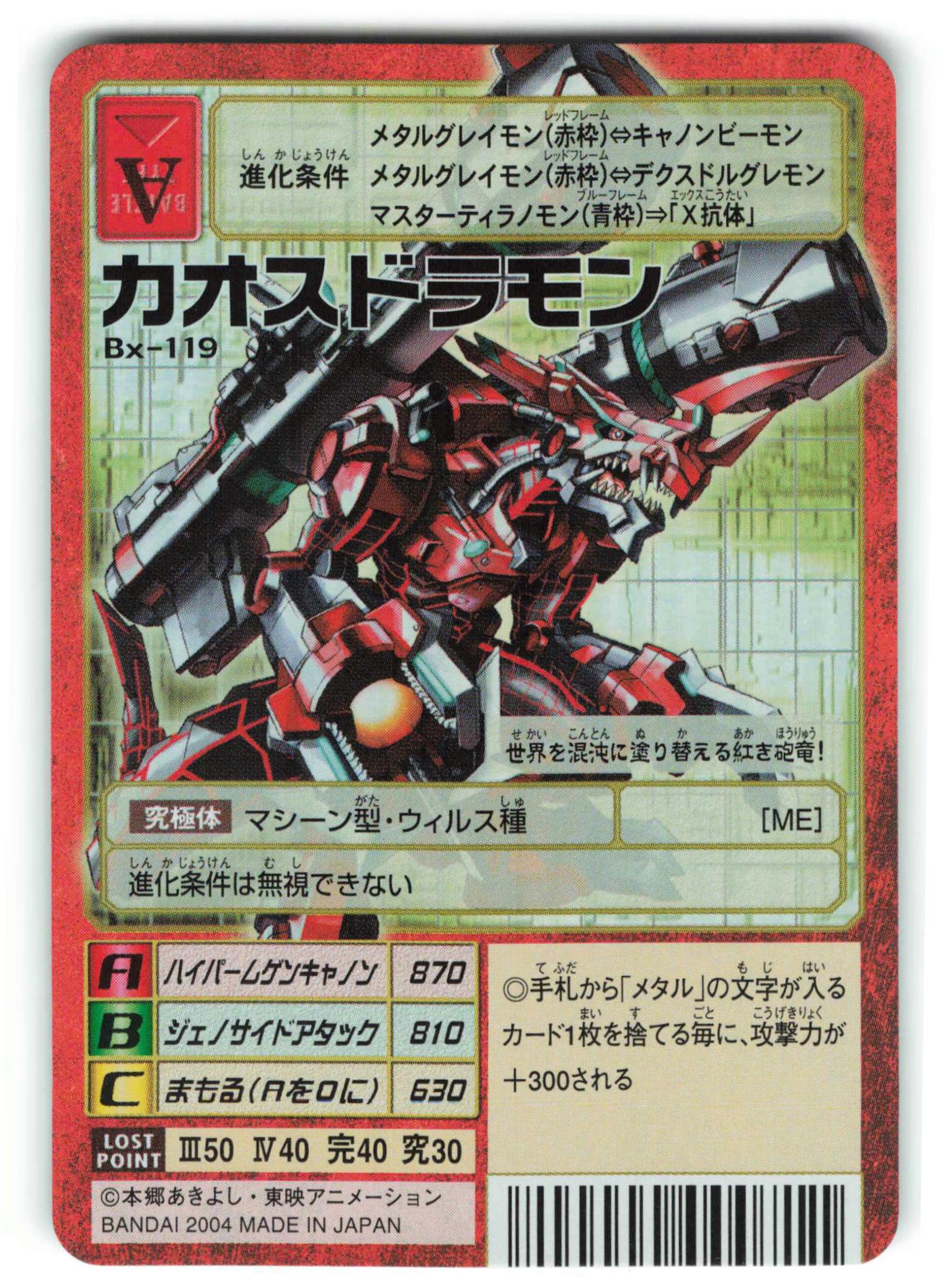 BANDAI 【旧】デジタルモンスターカードゲーム ブースター23 カオスドラモン(キラ) Bx-119 | まんだらけ Mandarake