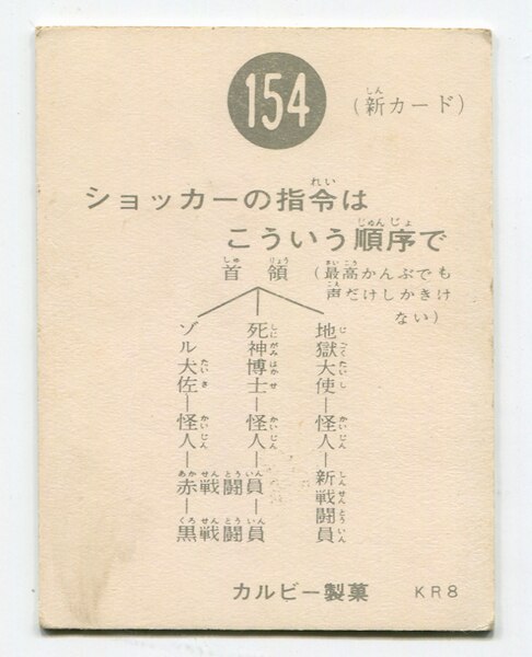 カルビー製菓 【旧仮面ライダーカード】 KR8版 ショッカーの指令はこういう順序で 154 | まんだらけ Mandarake
