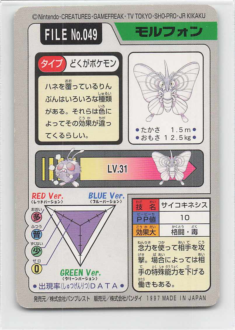 バンダイ ポケモン/本弾【青版】 3弾(1997) モルフォン 49 | まんだらけ Mandarake