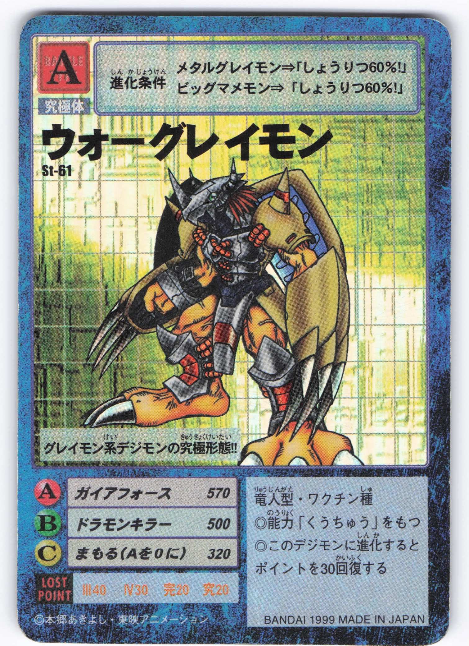 BANDAI [Old] Digital Monster Card Game Starter ver.2 WarGreymon (Year 1999) St-61 | Mandarake ...