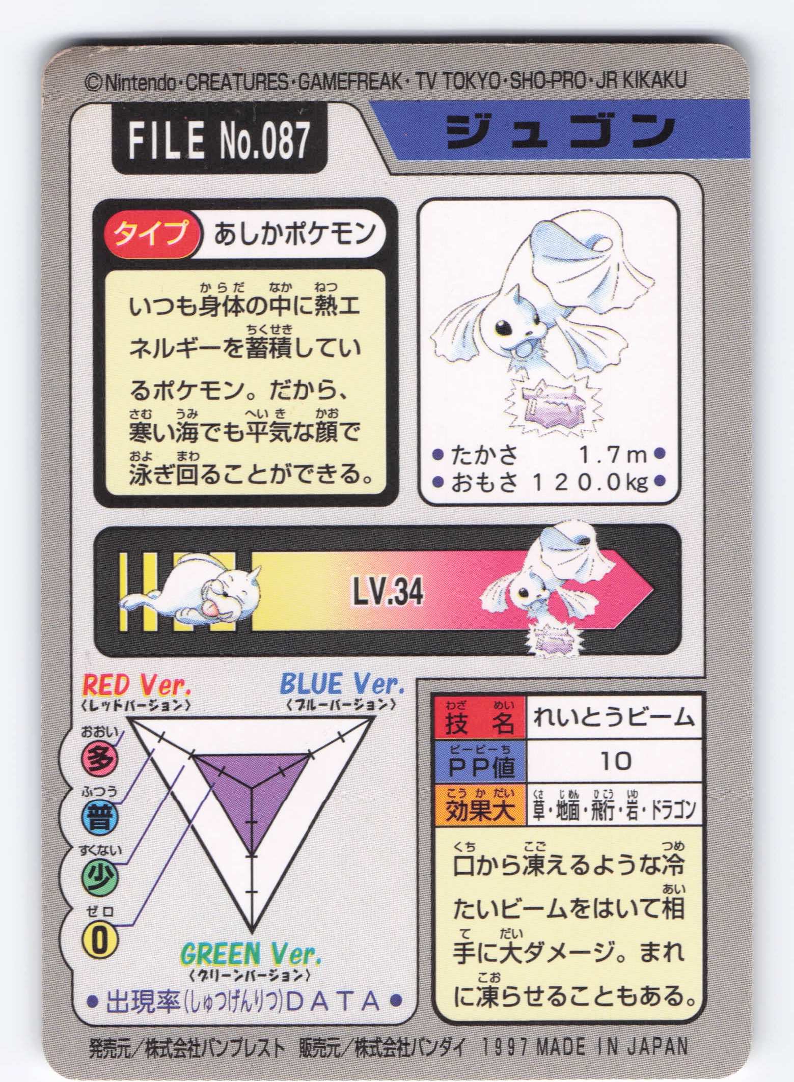バンダイ ポケモン/本弾【青版】 4弾(1997) ジュゴン 87 | まんだらけ Mandarake