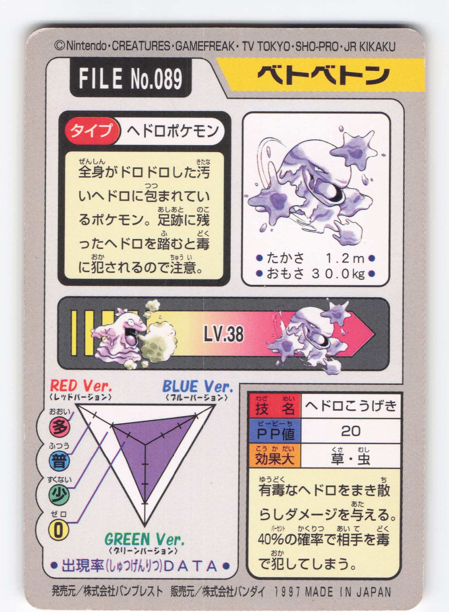 バンダイ ポケモン/本弾【青版】 4弾(1997) ベトベトン 89 | まんだらけ Mandarake