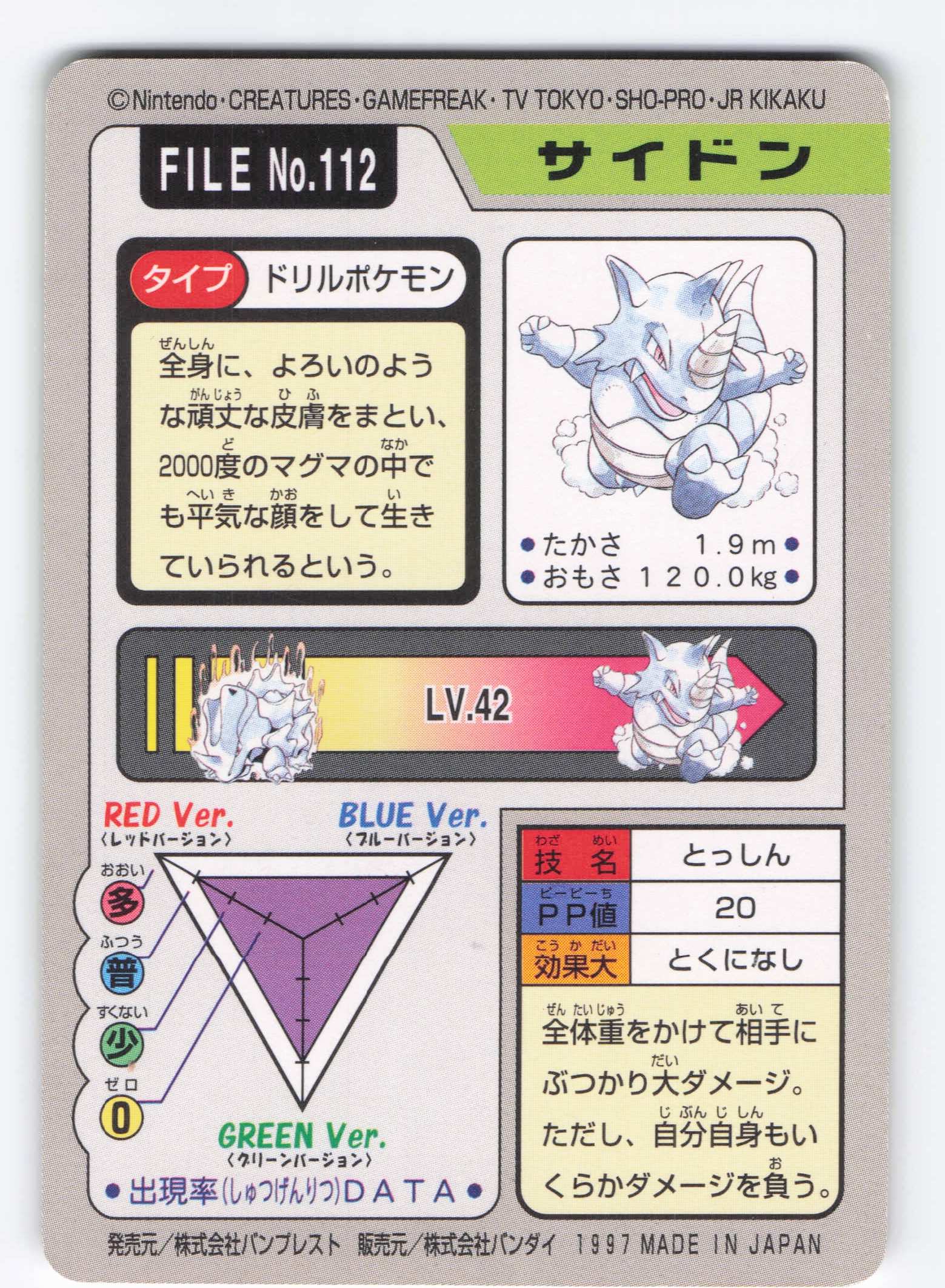 バンダイ ポケモン/本弾【青版】 3弾(1997) サイドン 112 | まんだらけ Mandarake