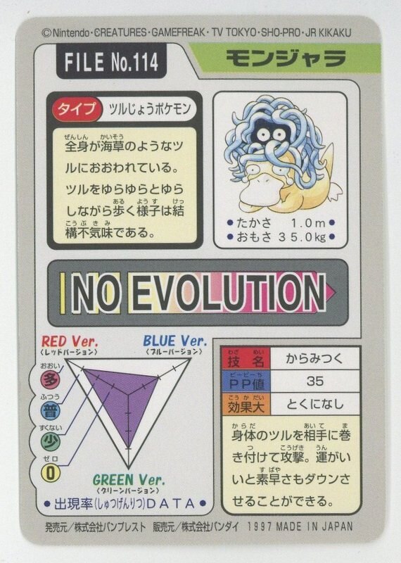 バンダイ ポケモン/本弾【青版】 3弾(1997) モンジャラ 114 | まんだらけ Mandarake