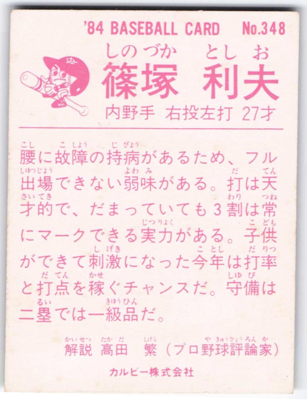 カルビー 84年 篠塚利夫 348 | まんだらけ Mandarake
