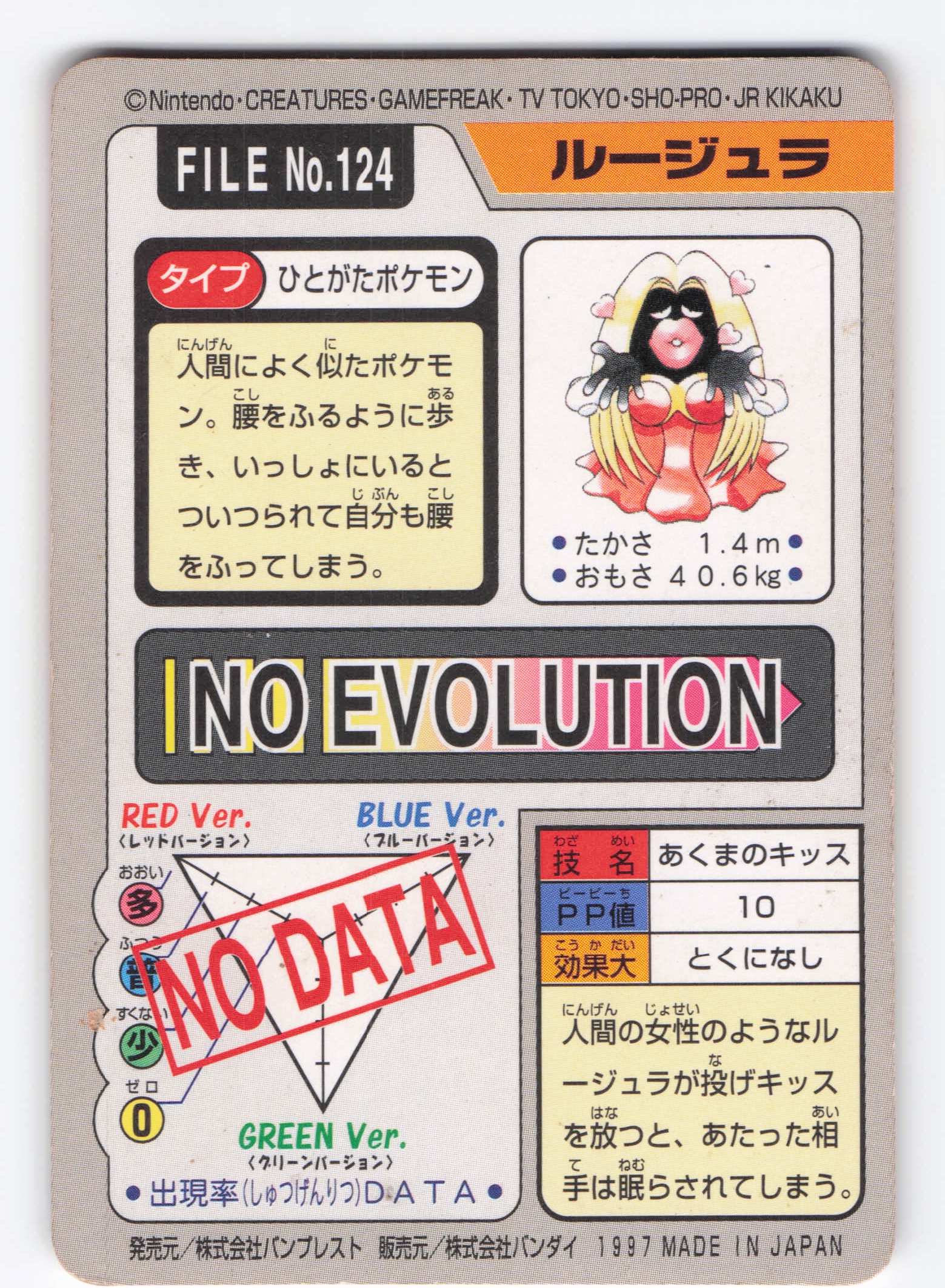 バンダイ ポケモン/本弾【青版】 4弾(1997) ルージュラ 124 | まんだらけ Mandarake
