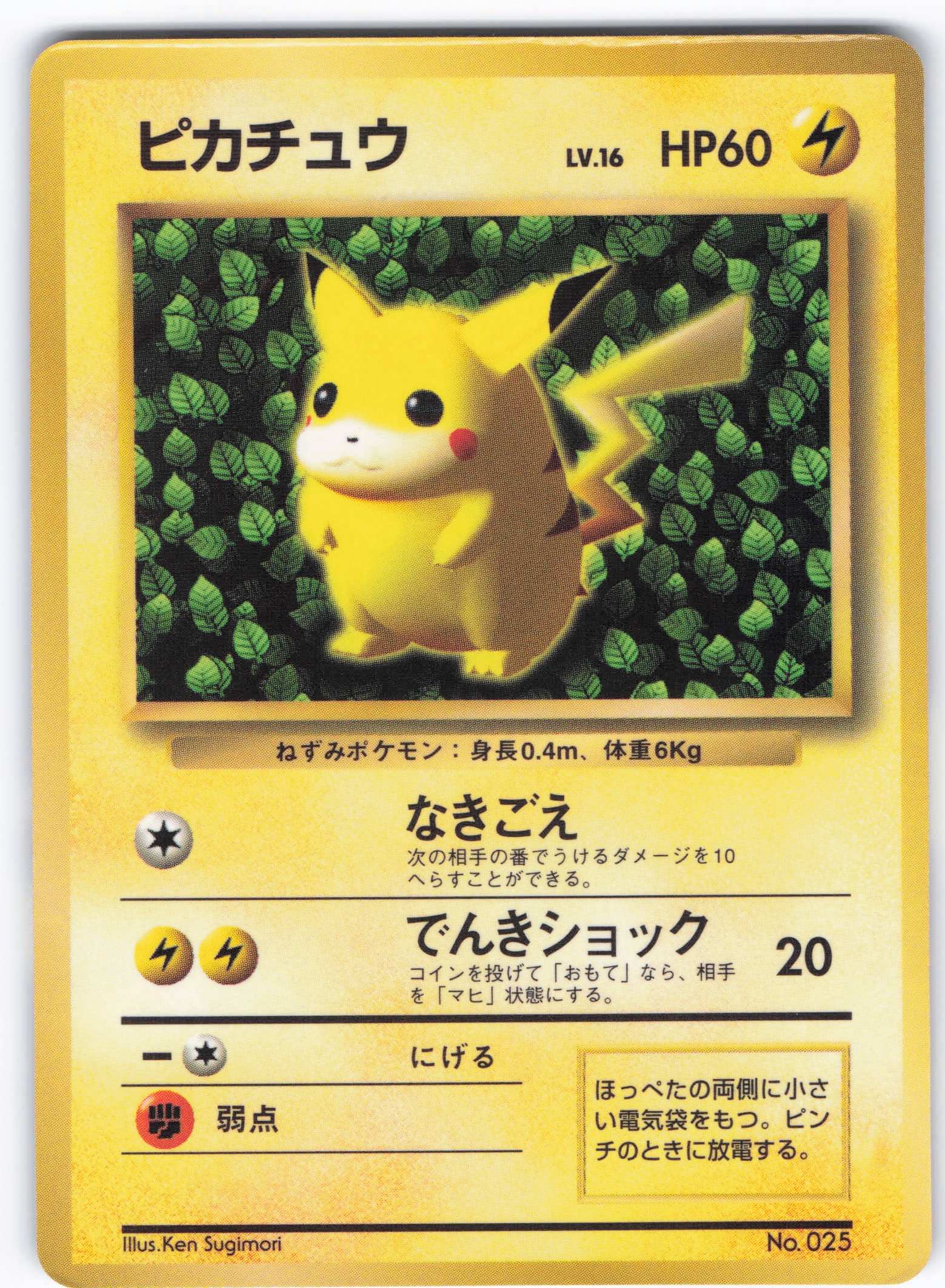 Pokemon 旧裏プロモ ピカチュウLV.16(なきごえ/光沢有:イラストken sugimori) | まんだらけ Mandarake