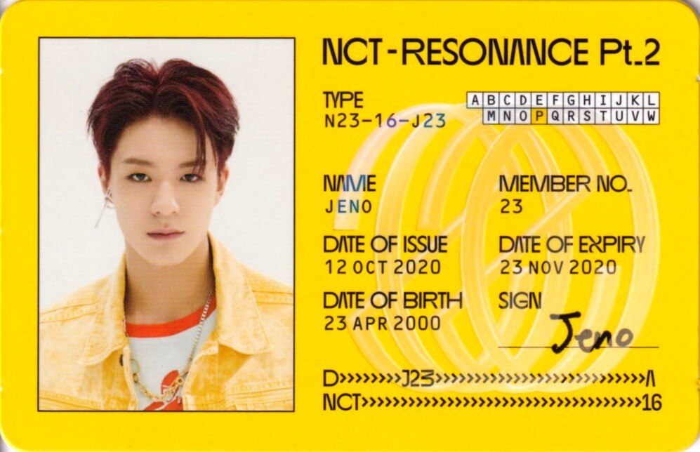NCT2020 DEPARTURE ver. JENO RESONANCE Pt.2 IDカード | まんだらけ Mandarake