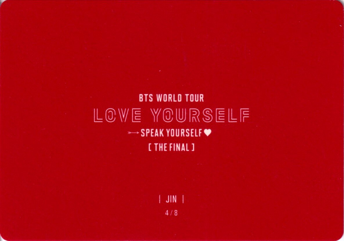 BTS ミニフォトカード JIN 2019 LOVE YOURSELF SPEAK YOURSELF THE FINAL 4/8 | まんだらけ Mandarake