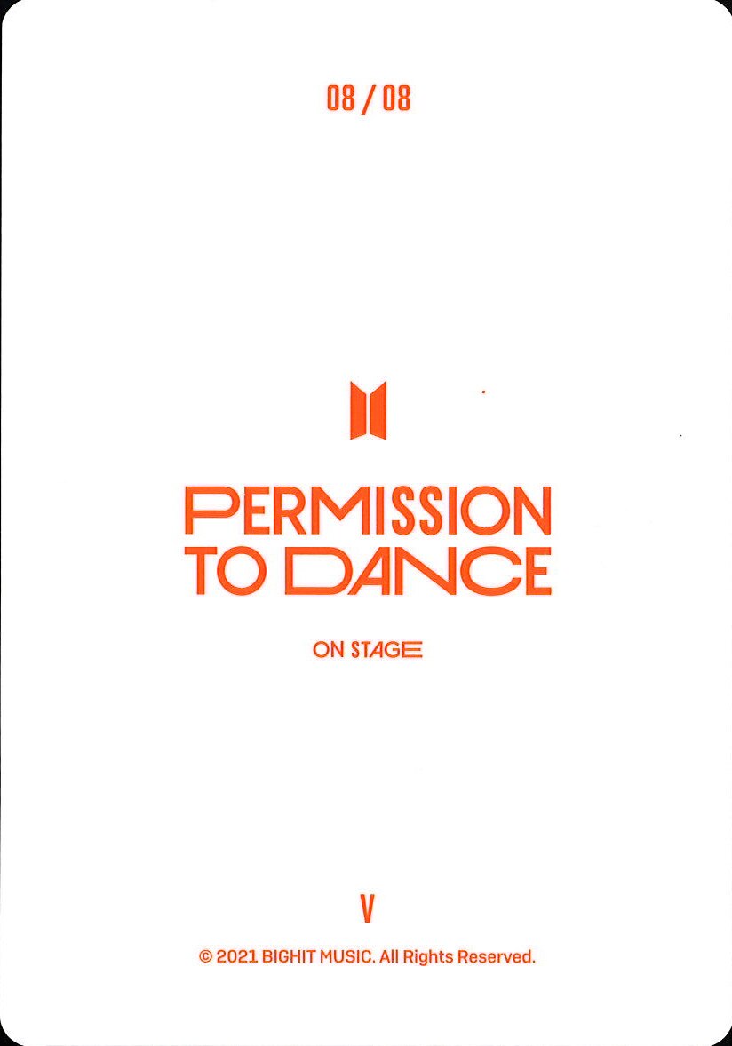 BTS 2021 PERMISSION TO DANCE V Mini Photo Card 8/8 | ありある | まんだらけ MANDARAKE