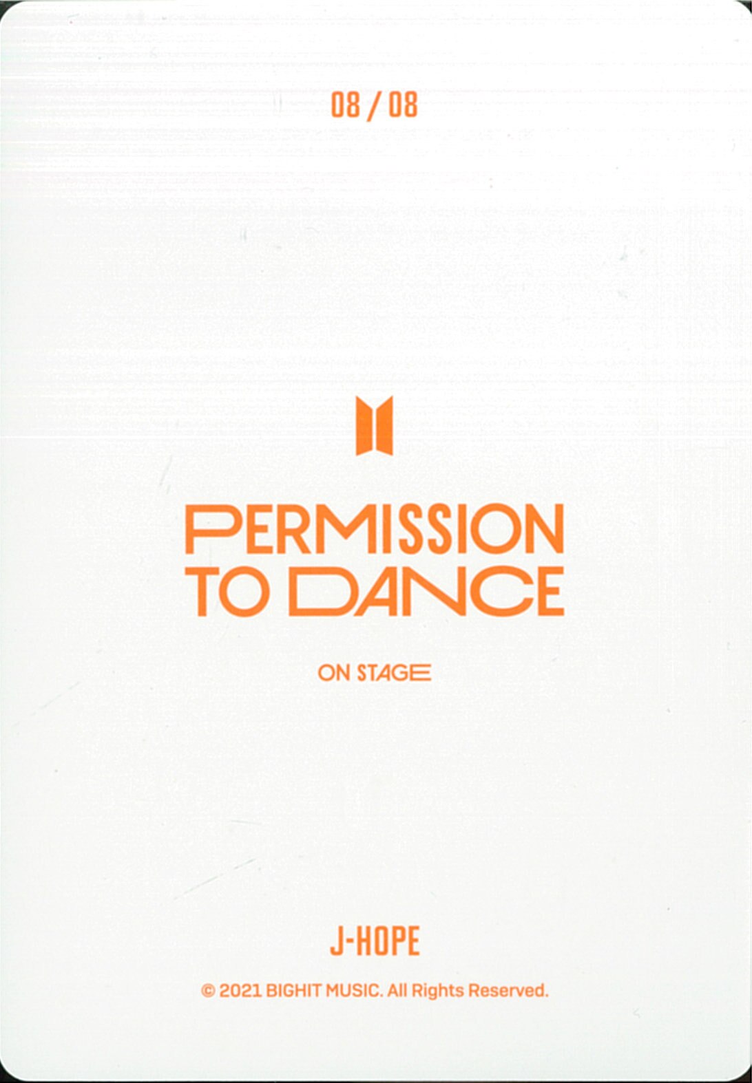 BTS 2021 PERMISSION TO DANCE J-HOPE Mini Photo Card 8/8 | Mandarake Online Shop
