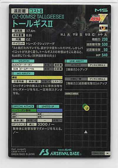 ガンダムアーセナルベース (FQB01)FORSQUAD SEASON:01 トールギスⅡ(Mレア) 4 | まんだらけ Mandarake