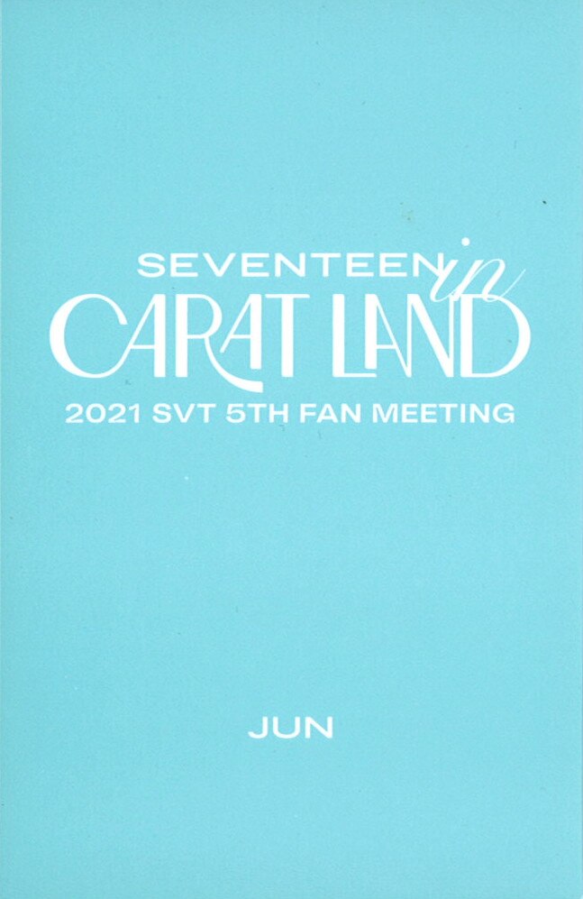 SEVENTEEN 2021 5TH FAN MEETING CARAT LAND Lager T-shirt Bonus Item JUN Trading Card back light ...