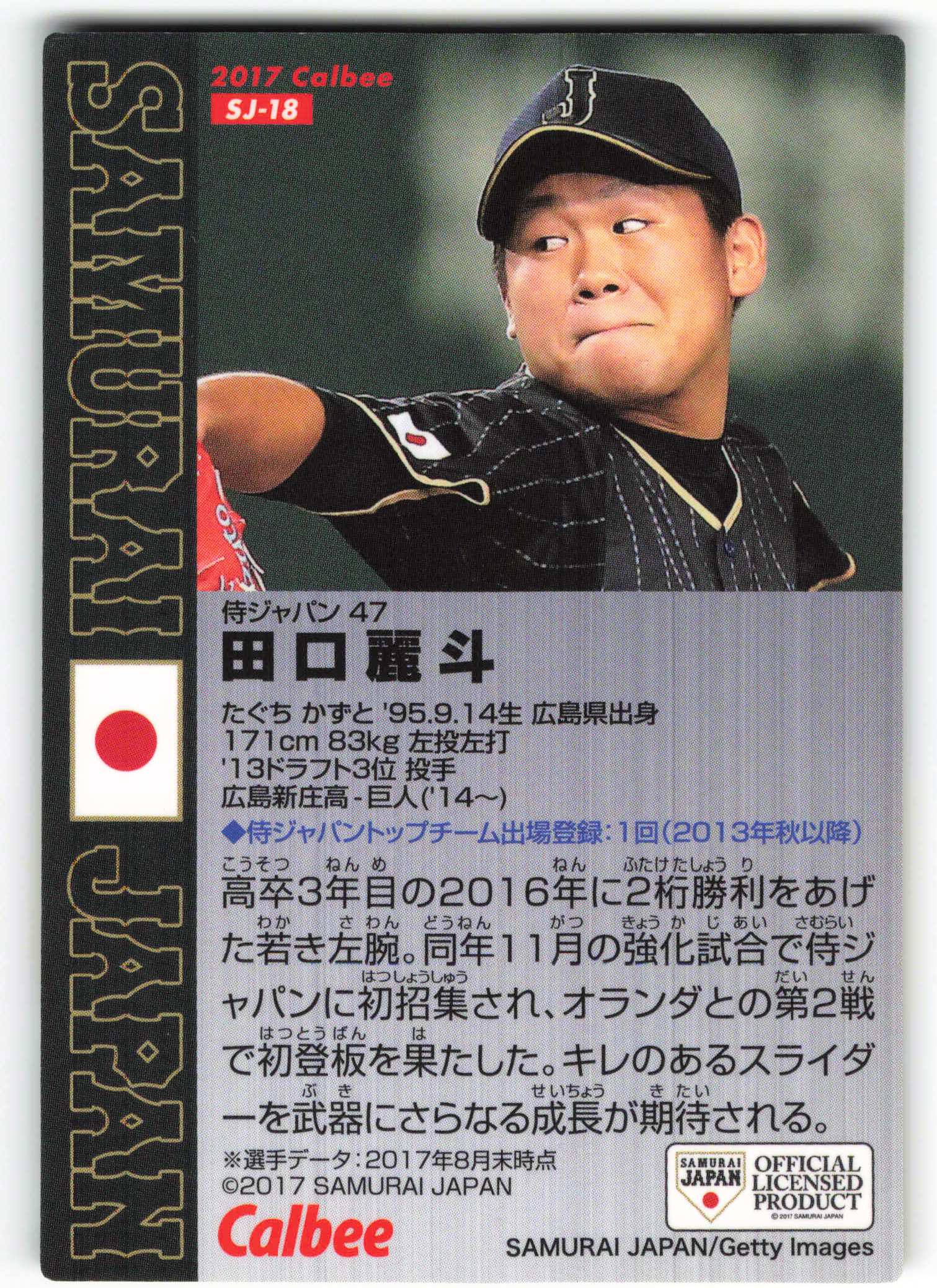 カルビー 2017年 金箔 田口麗斗 SJ-18 | まんだらけ Mandarake
