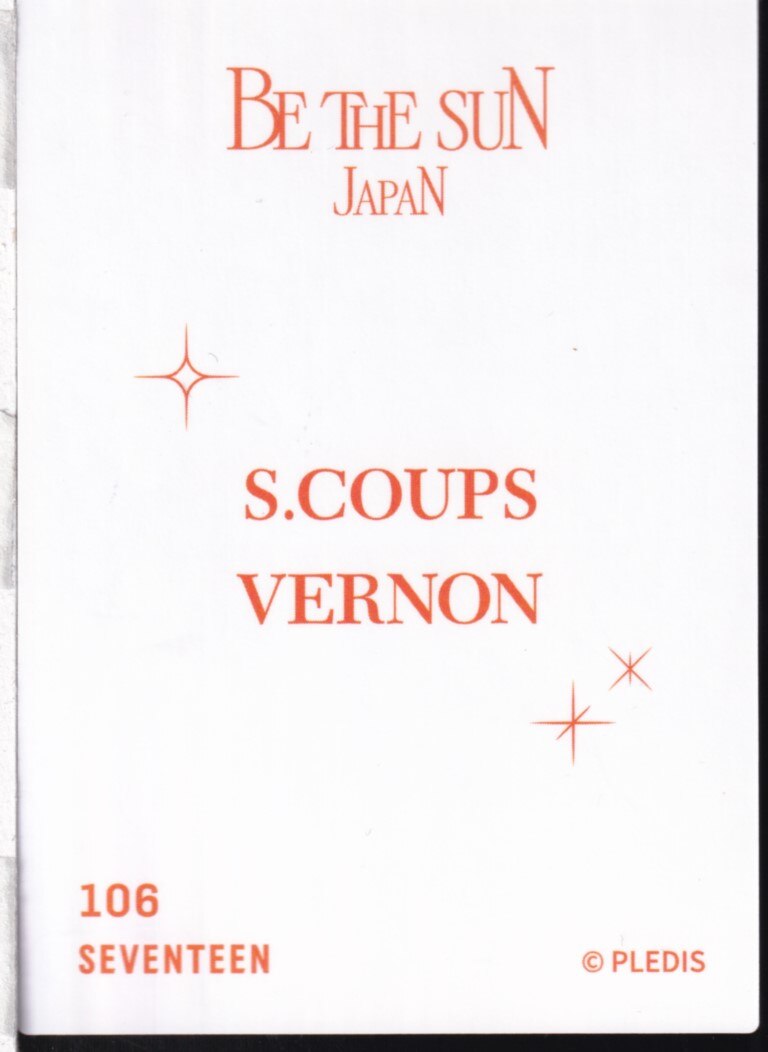 SEVENTEEN S.COUPS/VERNON BE THE SUN JAPAN 106 | まんだらけ Mandarake