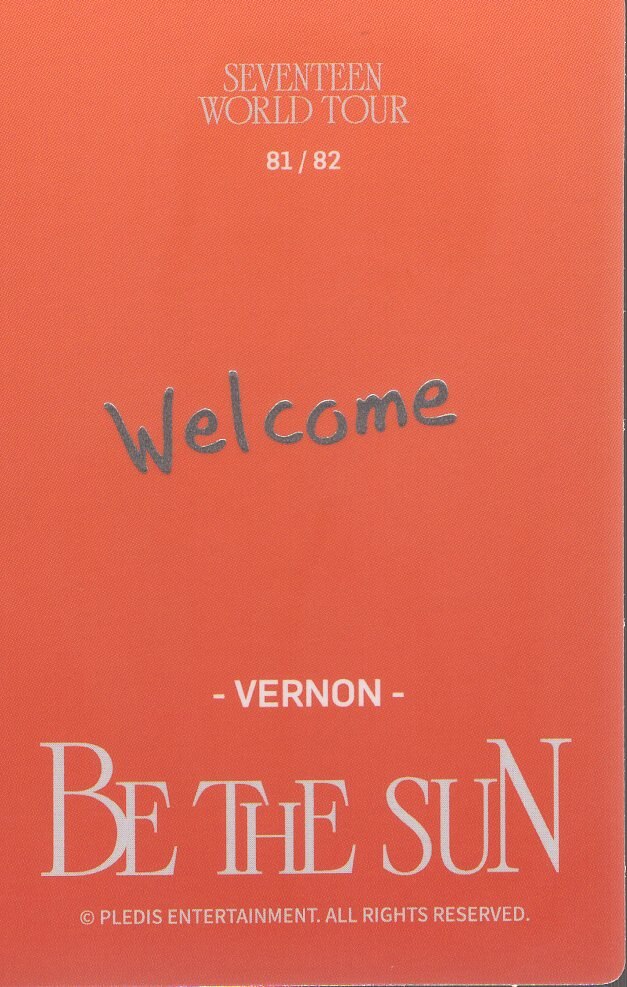 SEVENTEEN VERNON 2022 WORLD TOUR 'BE THE SUN' 81/82 | まんだらけ Mandarake