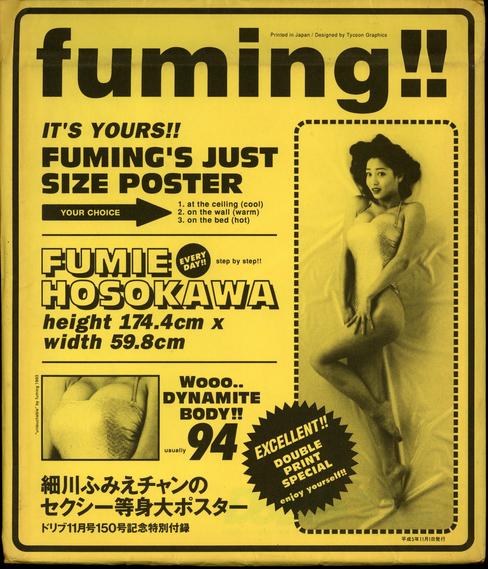 ポスター 細川ふみえ ドリブ 1993年11月号 付録/セクシー等身大ポスター | まんだらけ Mandarake