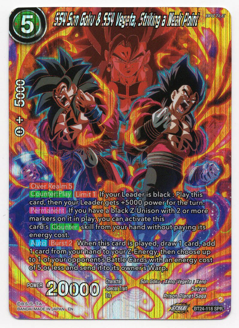 バンダイ BEYOND GENERATIONS BT24-118 SS4 Son Goku&SS4 Vegeta,Striking a Weak Point SPR | まんだらけ Mandarake