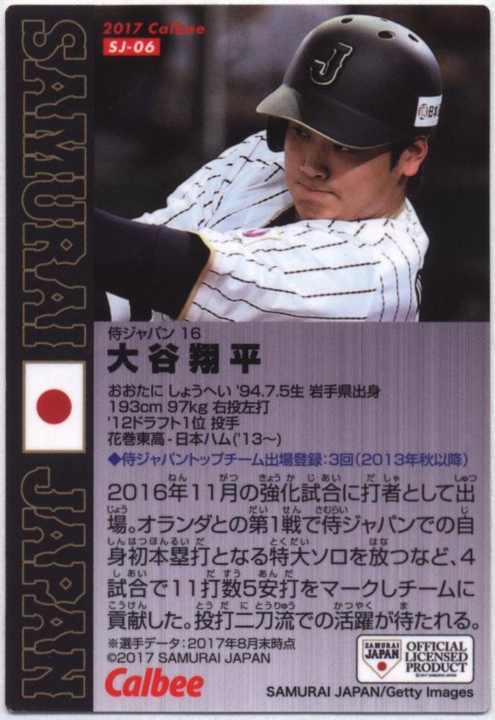 カルビー 2017年 侍ジャパン 大谷翔平（金箔サイン） SJ-06 | まんだらけ Mandarake