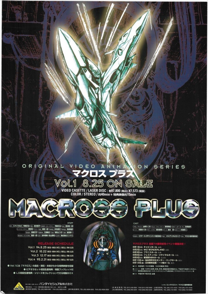 Bandai Visual Co., Ltd. Promotional Item Macross Plus Vol.1 B2 Poster ...